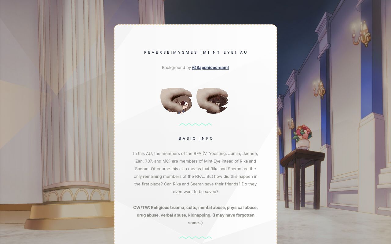 Reverse/Mint Eye Mystic Messenger AU